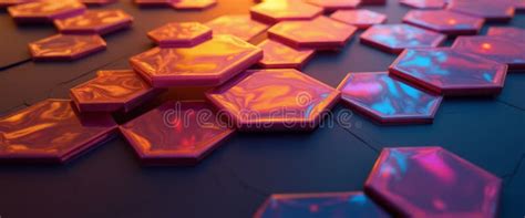 Hexagonal Glowing Tiles In Futuristic Grid Stock Image Image Of Orange Tiles 340649355
