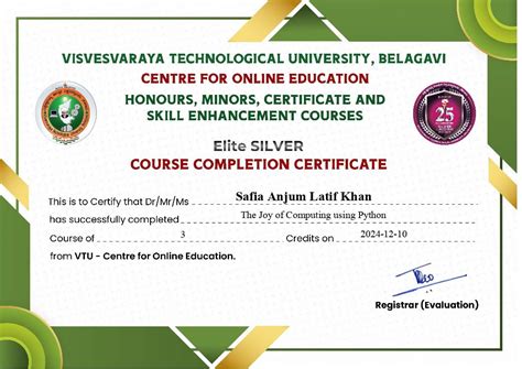 Safia Anjum On Linkedin Py Python Honoursdegree Vtu Skillenhancement Achievement