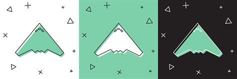 흰색과 녹색 검은 색 배경에 격리 제트 전투기 아이콘을 설정합니다 군용 항공기 벡터 일러스트레이션 Airshow에 대한 스톡