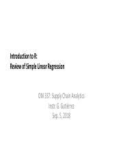 Simple Linear Regression Using R Pdf Introduction To R Review Of Simple Linear Regression OM