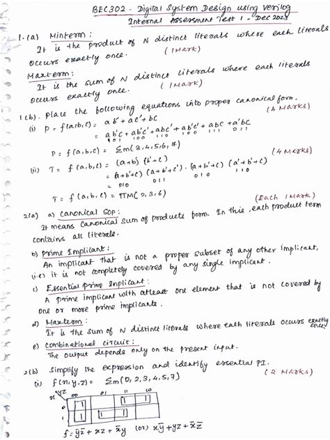 Iat I Question Paper With Solution Of Bec302 Digital System Design Using Verilog Dec 2023 Deepa