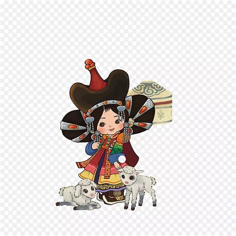 卡通蒙古女孩和小羔羊素材png图片素材下载图片编号7516738 Png素材网