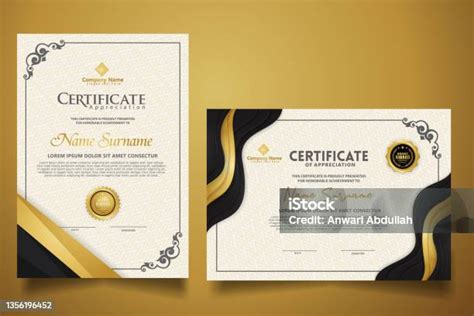 클래식 프레임과 모던 패턴 졸업장 벡터 일러스트가 있는 인증서 템플릿 A4 용지에 대한 스톡 벡터 아트 및 기타 이미지 A4 용지 검은색 공채 증서 Istock