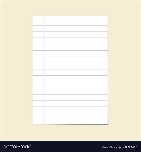 Paper Line Notebook Sheet Blank Royalty Free Vector Image