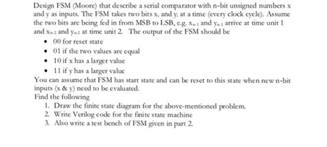 design fsm moore that describe a serial comparator