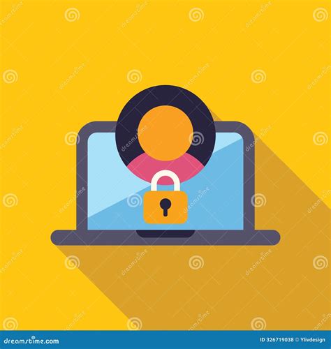 Cybersecurity Concept With Padlock Protecting User Account On Laptop Stock Vector Illustration
