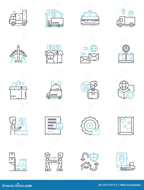 Warehouse Operations Linear Icons Set Inventory Loading Unloading Picking Packing Shipping