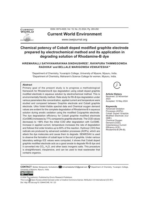 Pdf Chemical Potency Of Cobalt Doped Modified Graphite Electrode