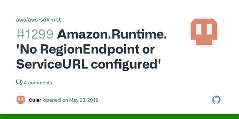 amazon runtime amazonclientexception no regionendpoint or serviceurl configured · issue 1299