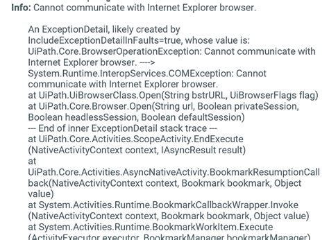 Getting Cannot Communicate With Ie Browser When Calling Through Orchestrator Api Help