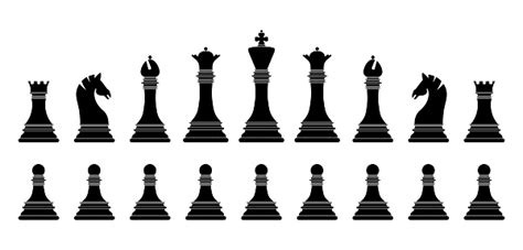 검은 실루엣 체스 조각은 흰색 배경에 고립되어 있습니다 체스 아이콘 왕 여왕 루크 기사 주교 폰 디자인을위한 벡터 일러스트 레이 션 개체 그룹에 대한 스톡 벡터 아트 및