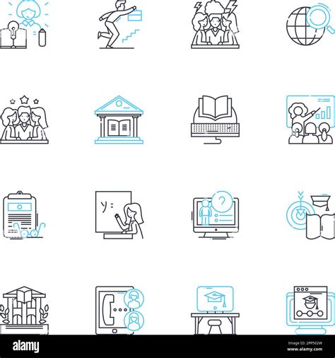 E Learning Education Linear Icons Set Online Interactive Digital
