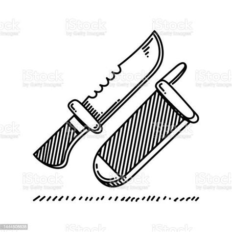 캠핑 나이프 라인 아이콘 스케치 디자인 픽셀 완벽 편집 가능한 스트로크 캠핑 칼 그리기에 대한 스톡 벡터 아트 및 기타 이미지