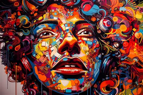 Premium Ai Image Generative Ai Illustration Of Caucasian Girl Face Surrounded By Color In