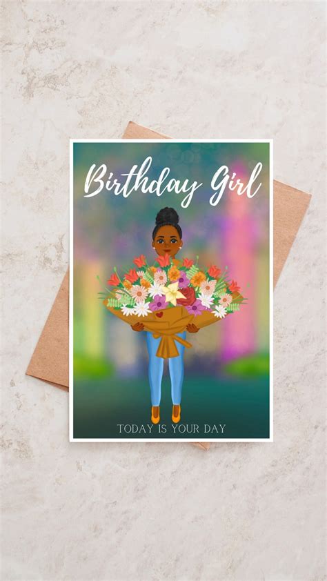 Happy Birthday Wish Card Birthday Card For Black Women Black Girl Art