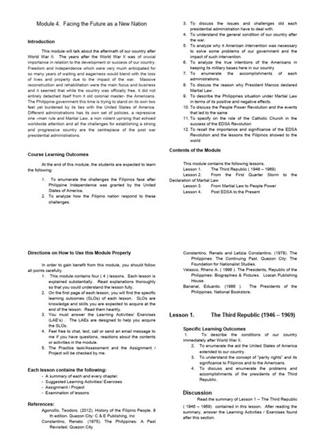 Ge 2 Module 4 Pdf Corazon Aquino Philippines