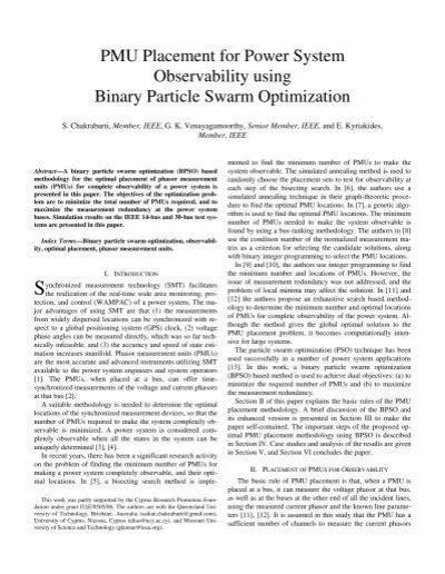 Pmu Placement For Power System Observability Using Binary Rtpis