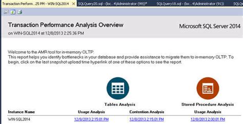 getting started with the amr tool for migration to sql server in memory oltp tables