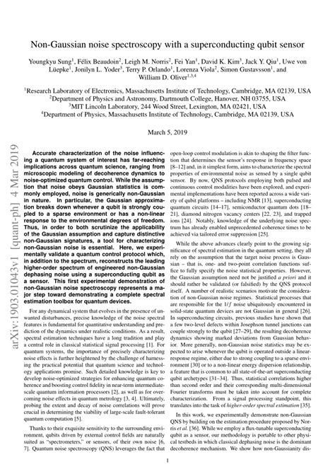 Pdf Non Gaussian Noise Spectroscopy With A Superconducting Qubit Sensor