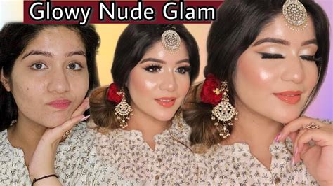 GLOWY NUDE GLAM Nude Makeup Tutorial YouTube