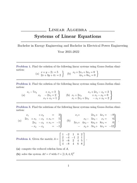 solving systems of linear equations through gauss jordan elimination