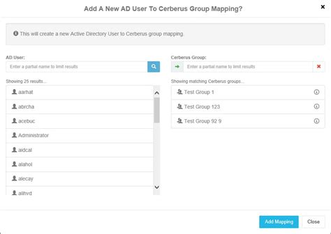 Active Directory Mappings Cerberus Support
