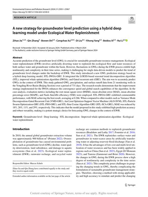 A New Strategy For Groundwater Level Prediction Using A Hybrid Deep Learning Model Under