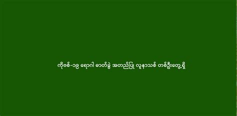 ကိုဗစ် ၁၉ ရောဂါ ဓာတ်ခွဲ အတည်ပြု လူနာသစ် တစ်ဦးတွေ့ရှိ Myawady Webportal