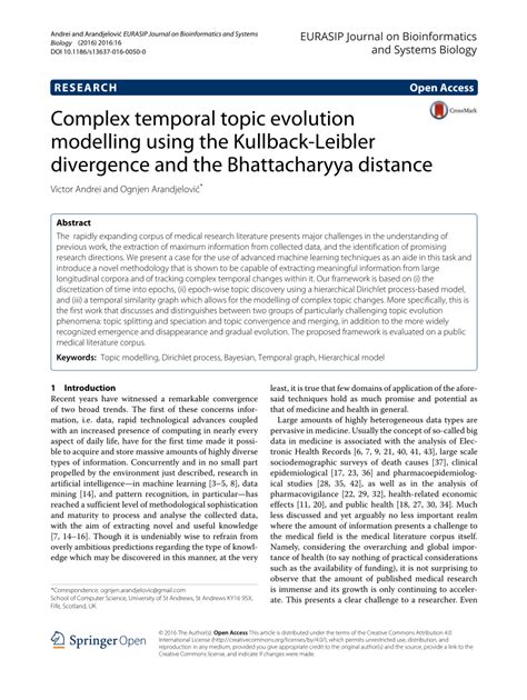Pdf Complex Temporal Topic Evolution Modelling Using The Kullback Leibler Divergence And The