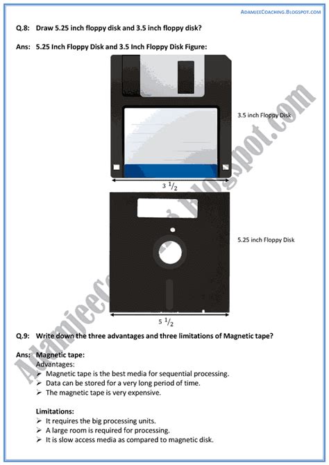 Adamjee Coaching Storage Devices Descriptive Question Answers Computer Ix