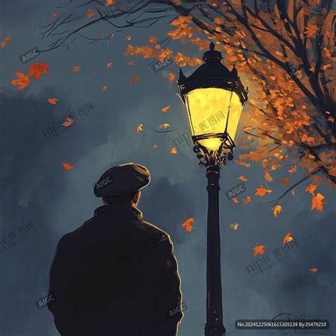 Ai创作图昏黄的路灯 灯光下的插画 路灯下的人影 灯下人 昏暗的路灯下 银杏与路灯 路灯下的爱 唯美男生插画 昏黄路灯 插画背影 路灯下的银杏树 银杏树下的背影 路灯下走 孤独感插画 秋天黄昏