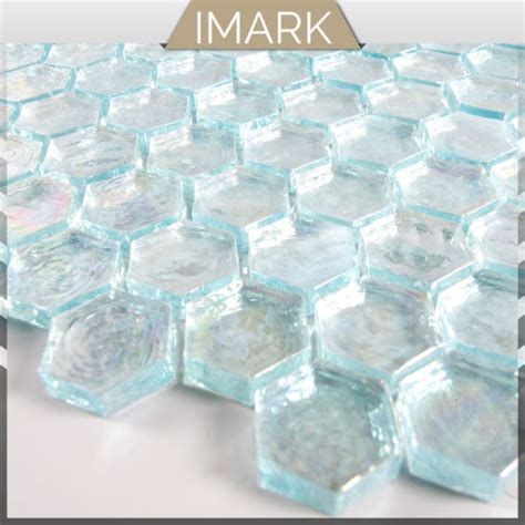 China Aqua Blue Hexagon Glass Mosaic For Shower Room Wall Tile China Glass Mosaic Tile