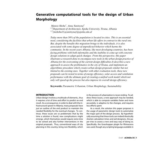Pdf Generative Computational Tools For The Design Of Urban Morphology
