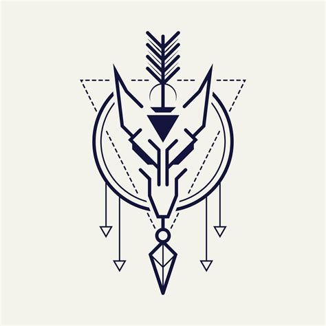 Illustration Of An Arrow Pattern Tattoo Design With A Wolf Head