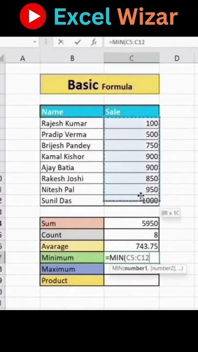 Master Excel Basics Formulas For Sum Count Average Max Min And Product Excelbasics Excel