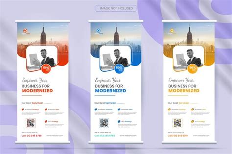 모던 롤업 배너 디자인 템플릿 프리미엄 벡터