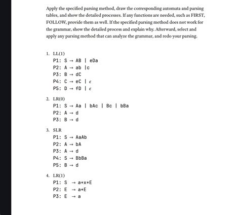 Solved Apply The Specified Parsing Method Draw The Corre