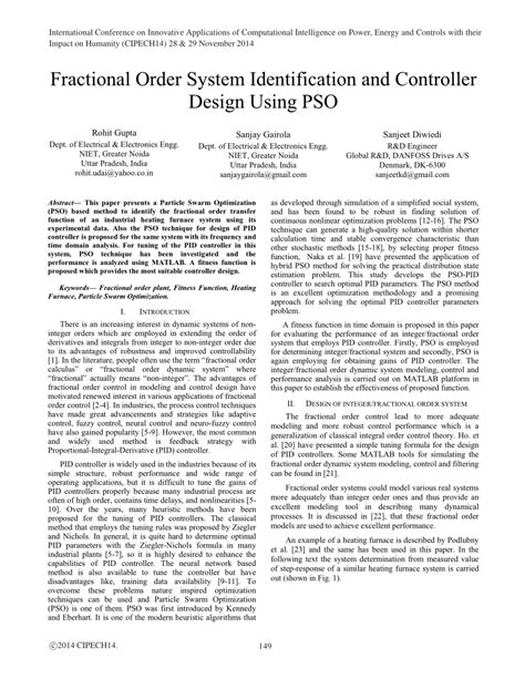 Pdf Fractional Order System Identification And Controller Design