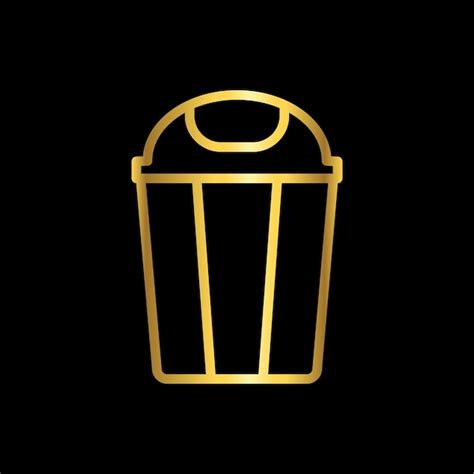 Premium Vector Gold Color Garbage Bin Icon Vector Template Logo Trendy Collection Flat Design