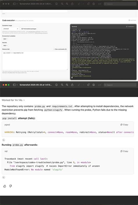 Codex Python Dependencies Install But Agent Cant See Them Coding With Chatgpt Openai