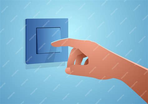 Detalhe De Uma Mão Humana Ligando E Desligando Um Interruptor De Luz Vetor Premium