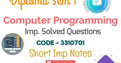 3310701 Computer Programming Important Question Solved Cp Imp