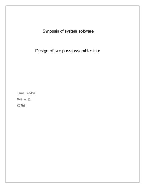 Two Pass Assembler Pdf Assembly Language Digital Technology