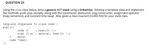 USE C Template Class Node Chegg Com