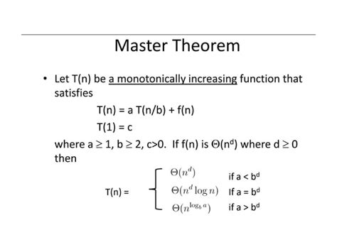 MASTER THEOREM Daa Main Topic For Exam Pptx