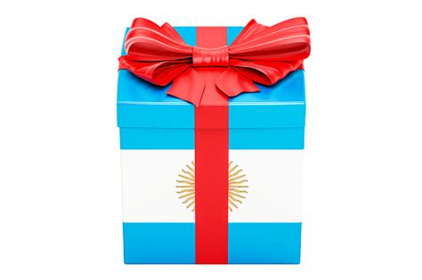아르헨티나 휴일 개념의 국기와 함께 선물 상자 흰색 배경에 고립 된 3 차원 렌더링 3차원 형태에 대한 스톡 사진 및 기타 이미지 3차원 형태 개념 개념과 주제