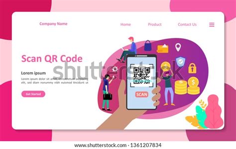 Qr Code Scanning Concept People Scan Stock Vector Royalty Free 1361207834 Shutterstock