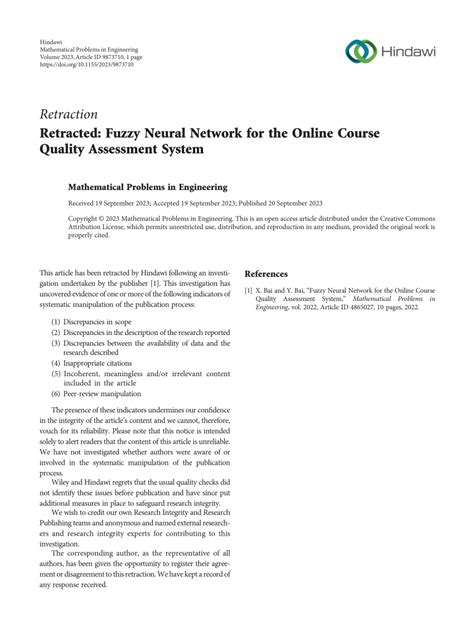 Pdf Retracted Fuzzy Neural Network For The Online Course Quality