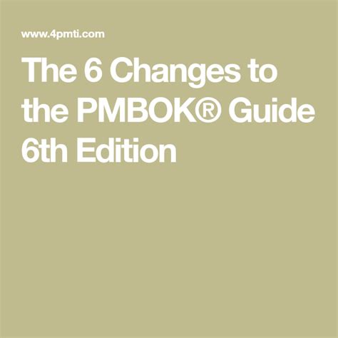 The Changes To The PMBOK Guide Th Edition