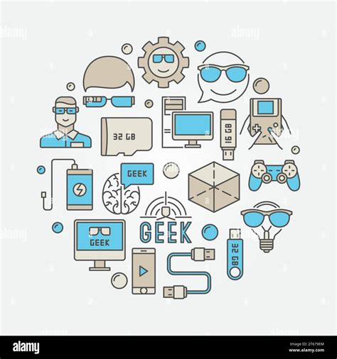 Round Geek Illustration Vector Colorful Creative Nerd Symbol Stock Vector Image And Art Alamy